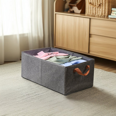 Indoor 4 Pcs Gray Foldable Non-Woven Storage Boxes with Handles