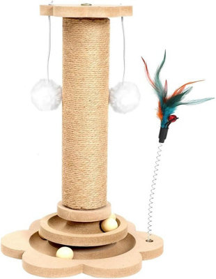 INDOOR CAT SCRATCHING POST 50CM TALL SISAL SCRATCH POLE WITH PINE BASE ...