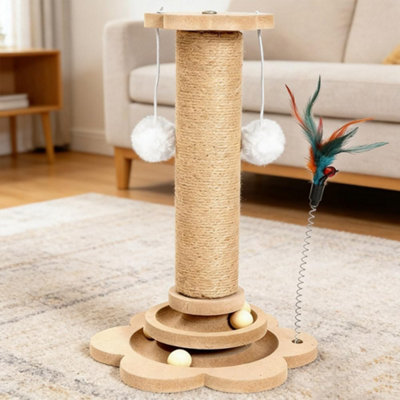 Indoor Cat Scratching Post 50cm Tall Sisal Scratch Pole with Pine Base ...
