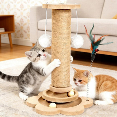 Indoor Cat Scratching Post 50cm Tall Sisal Scratch Pole with Pine Base ...