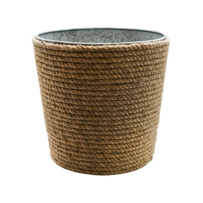 Indoor Christmas Tree Bucket or Log Storage in Jute/Galvanized Steel - Dimensions: H32cm W32cm ...