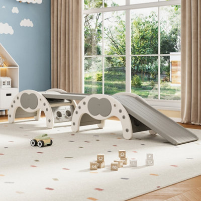 Indoor Climbing Frame Set with Two Dual-Sided Slides