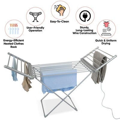 Indoor Electric Heated Clothes Airer Laundry Clothes Dryer Foldable ...