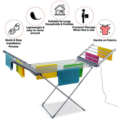 Indoor Electric Heated Clothes Airer Laundry Clothes Dryer Foldable ...