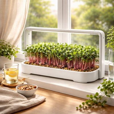 Indoor Hydroponic Growing System & LED Light for Microgreens Herbs ...