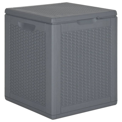 Indoor Outdoor Garden Storage Box Grey PP Rattan 90 L