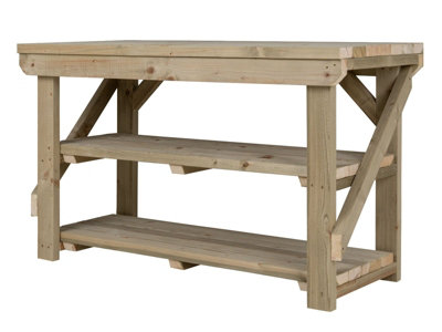 Indoor/outdoor workbench pressure treated station (H-90cm, D-64cm, L ...