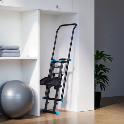 Indoor Stair Stepper Foldable Fitness Equipment with Handrail, Black