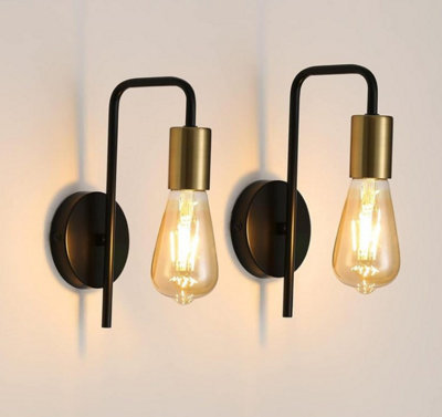 Indoor Wall Light E27 2 Pack Black U-Shaped Wall Lighting