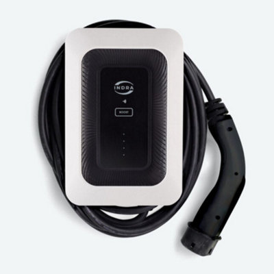 INDRA SMART LUX WHITE EV CHARGER 7.4KW, 10M TETHERED CABLE, WORKS WITH ...