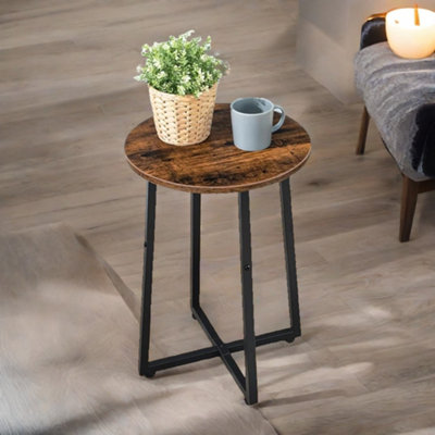 Industrial 55CM Tall Narrow Side Table Rustic Brown