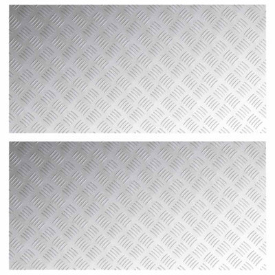 Industrial Aluminum Checker Plates 2 pcs Anti-Slip 100x50 cm
