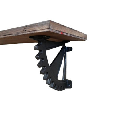 Industrial Black Metal Cog Shelf Bracket