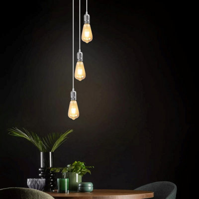 Industrial Chrome Pendant Light Fitting E27 Ceiling Lamp for Kitchen ...