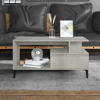 Industrial Coffee Table Concrete Grey 90x49x45 cm Engineered Wood