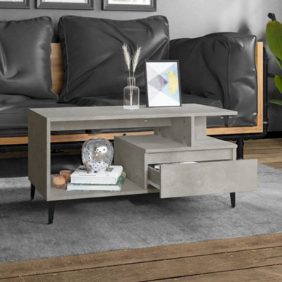 Industrial Coffee Table Concrete Grey 90x49x45 cm Engineered Wood