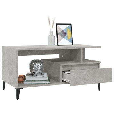 Industrial Coffee Table Concrete Grey 90x49x45 cm Engineered Wood