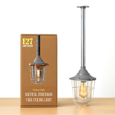 Industrial Conduit Pendant Light Fitting E27 Base Galvanized Steel with ...