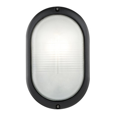 Industrial Designed Matt Black Cast Aluminium Outdoor Oval Bulkhead ...