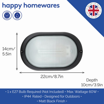 Industrial Designed Matt Black Cast Aluminium Outdoor Oval Bulkhead ...