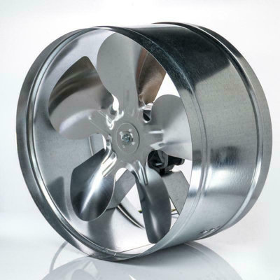 Industrial Duct Extractor Fan 245mm/9.65 Size Silver Metal Inline | DIY ...