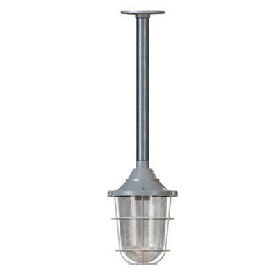 Industrial E27 Base Conduit Pendant Light Fitting 40cm Galvanized Steel ...