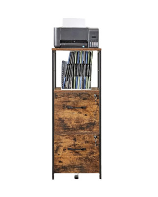 Industrial Filing Cabinet with 2 Drawers and Open Shelf , Home Office ...