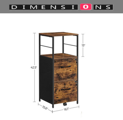 Industrial Filing Cabinet with 2 Drawers and Open Shelf , Home Office ...