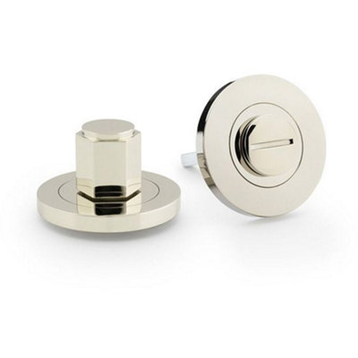 Industrial Hex Thumbturn & Release Lock - Polished Nickel - Bathroom ...
