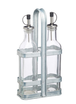Industrial Kitchen Vintage-Style Glass Oil and Vinegar Cruet Set with ...