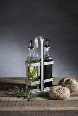 Industrial Kitchen Vintage-Style Glass Oil and Vinegar Cruet Set with ...