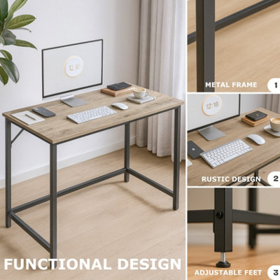 Industrial Large 120CM Wide Computer Desk For Home Office Workstation