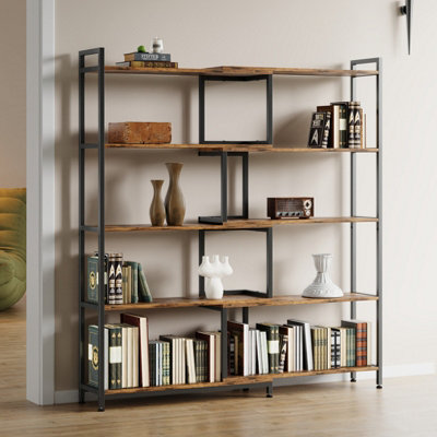 Industrial Open Bookshelf Display Rack for Living Room