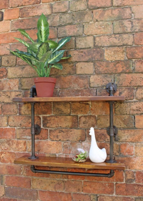 Industrial Pipe Wall Shelf with 2 Shelves | DIY at B&Q