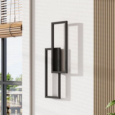 Industrial Rectangular Modern LED Indoor Wall Light in Matt Black | DIY ...