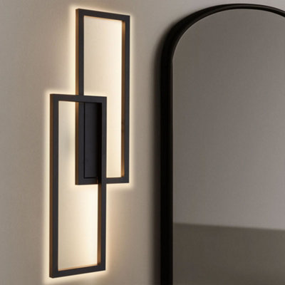 Industrial Rectangular Modern LED Indoor Wall Light in Matt Black | DIY ...