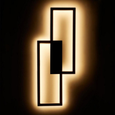 Industrial Rectangular Modern LED Indoor Wall Light in Matt Black | DIY ...