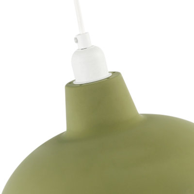 Industrial Retro Designed Matte Olive Curved Metal Pendant Light Shade