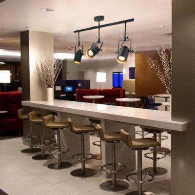 Industrial Retro GU10 Ceiling Spotlight Bar 3 Lamp Black Metal ...