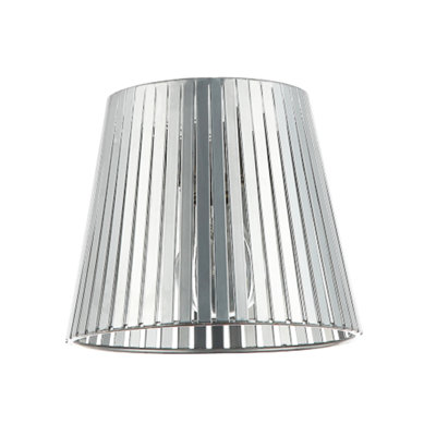 Industrial Retro Matte Silver Light Shade with Flat Metal Strips 18cm ...