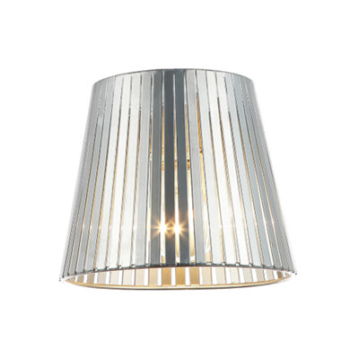 Industrial Retro Matte Silver Light Shade with Flat Metal Strips 18cm ...