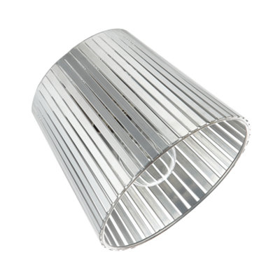 Industrial Retro Matte Silver Light Shade with Flat Metal Strips 18cm ...
