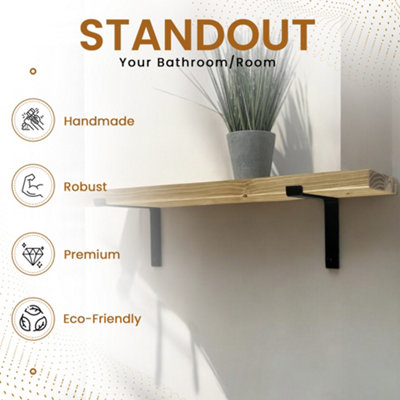 Industrial Rustic Scaffold Board Wall Shelf Unit 225mm with Brackets ...