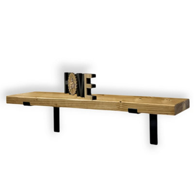 Industrial Rustic Scaffold Board Wall Shelf Unit 225mm with Brackets ...