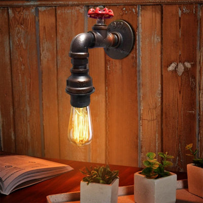 Industrial Single Head Rustic Water Pipe Wall Light Fixture M0024