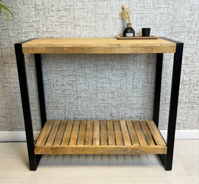 Industrial Solid Mango Wood & Metal Console Table - Bali Collection
