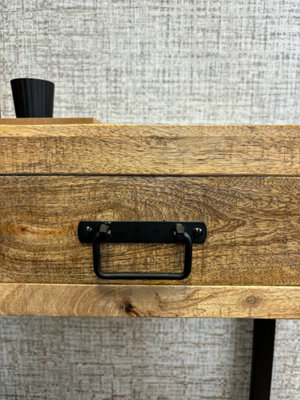 Industrial Solid Mango Wood & Metal Console Table with Drawers - Bali ...