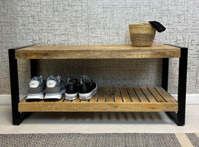 Wood metal shoe rack store