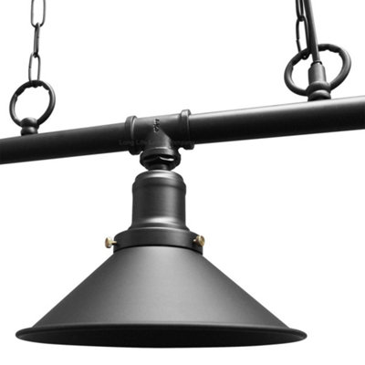 INDUSTRIAL SUSPENDED CEILING PENDANT 3 LAMP BLACK METAL VINTAGE LIGHT ...