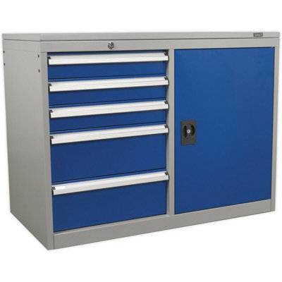 Industrial Tool Storage Cabinet - 5 Drawers & 1 Shelf Locker - Heavy ...